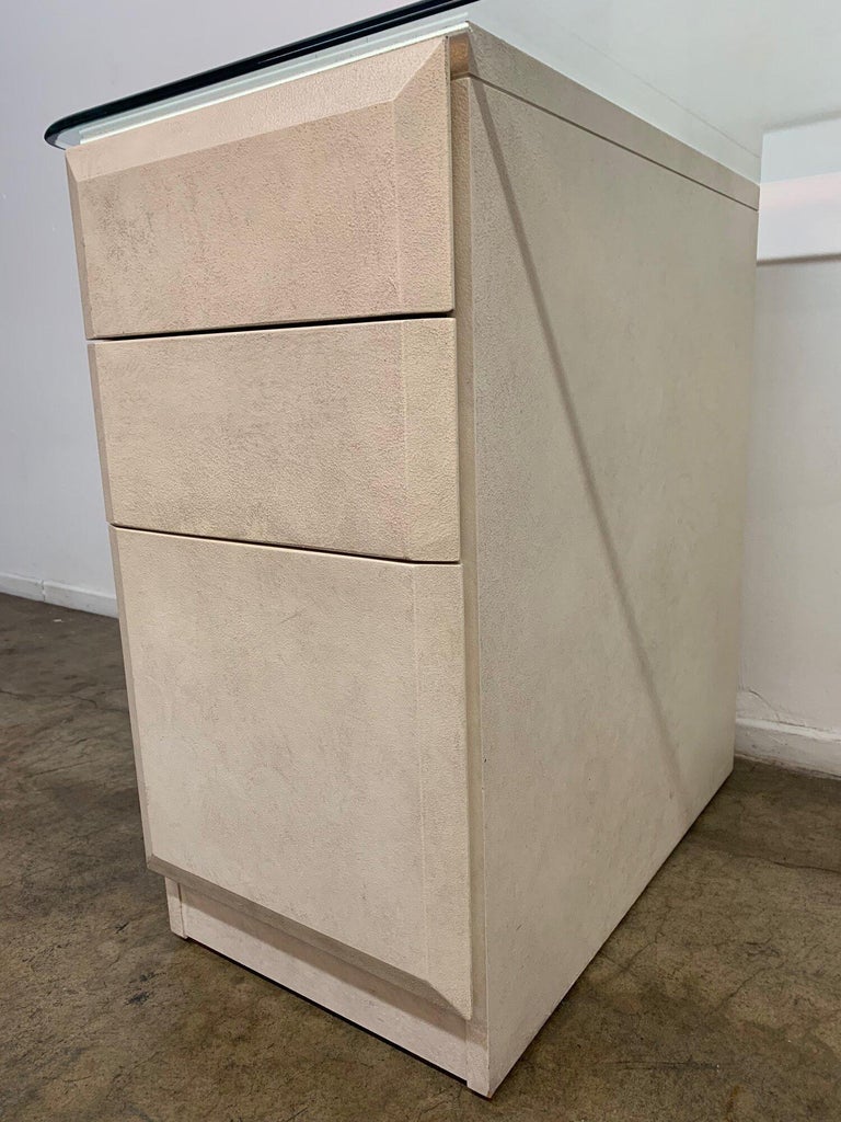 1980s, Wooden Plaster and Glass Desk by Lane For Sale at 1stDibs