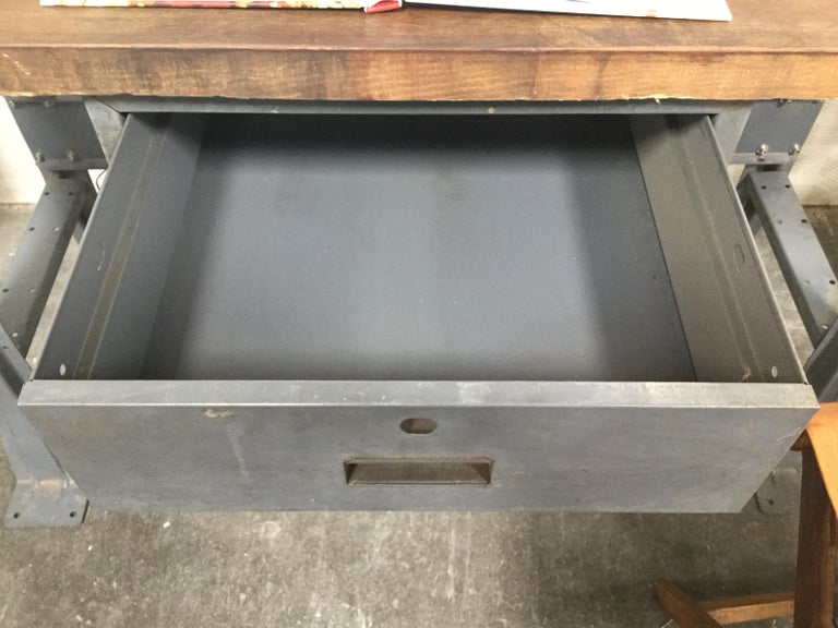 Metal Work Table with Drawer at 1stDibs