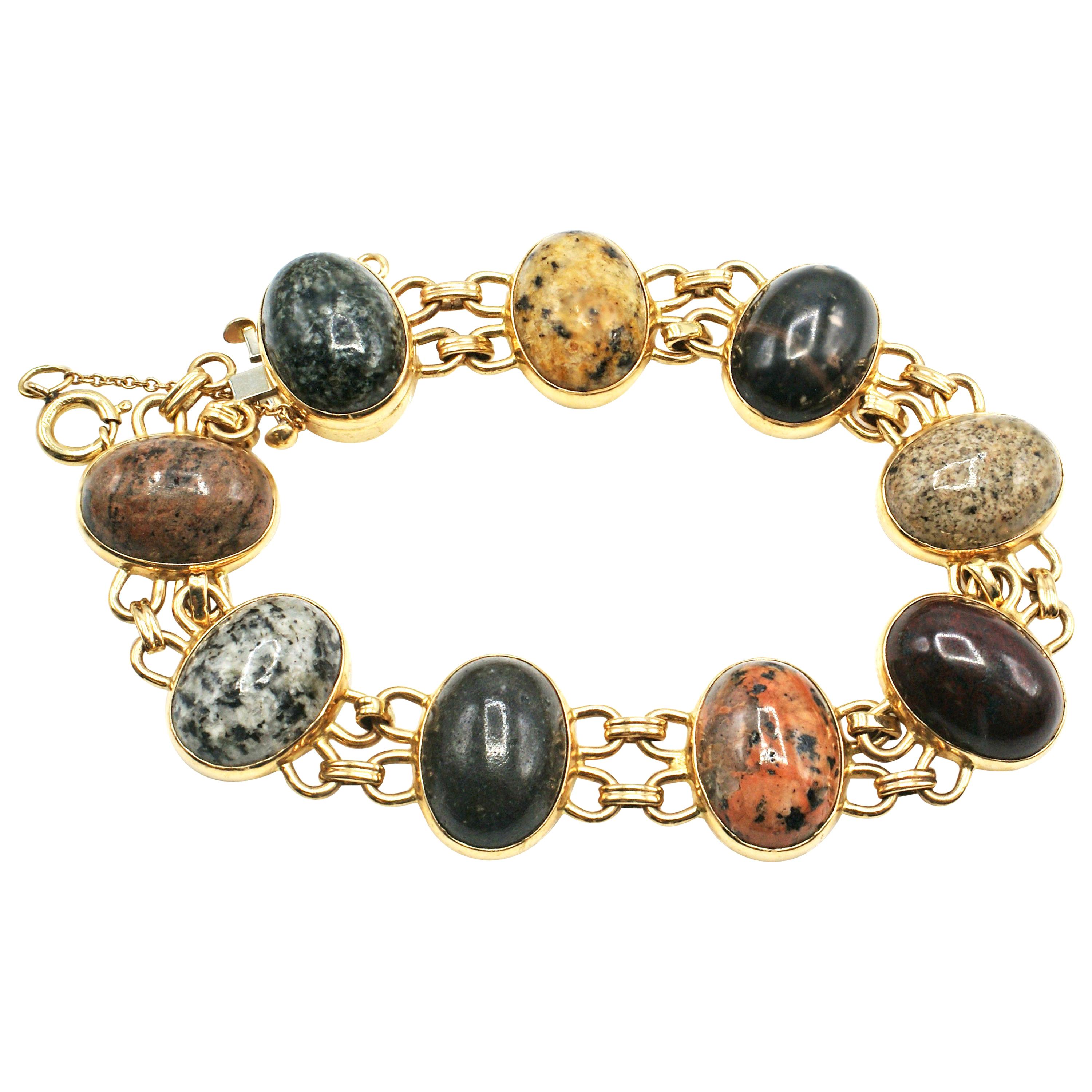 1980s Yellow Gold and stone set Bracelet at 1stDibs