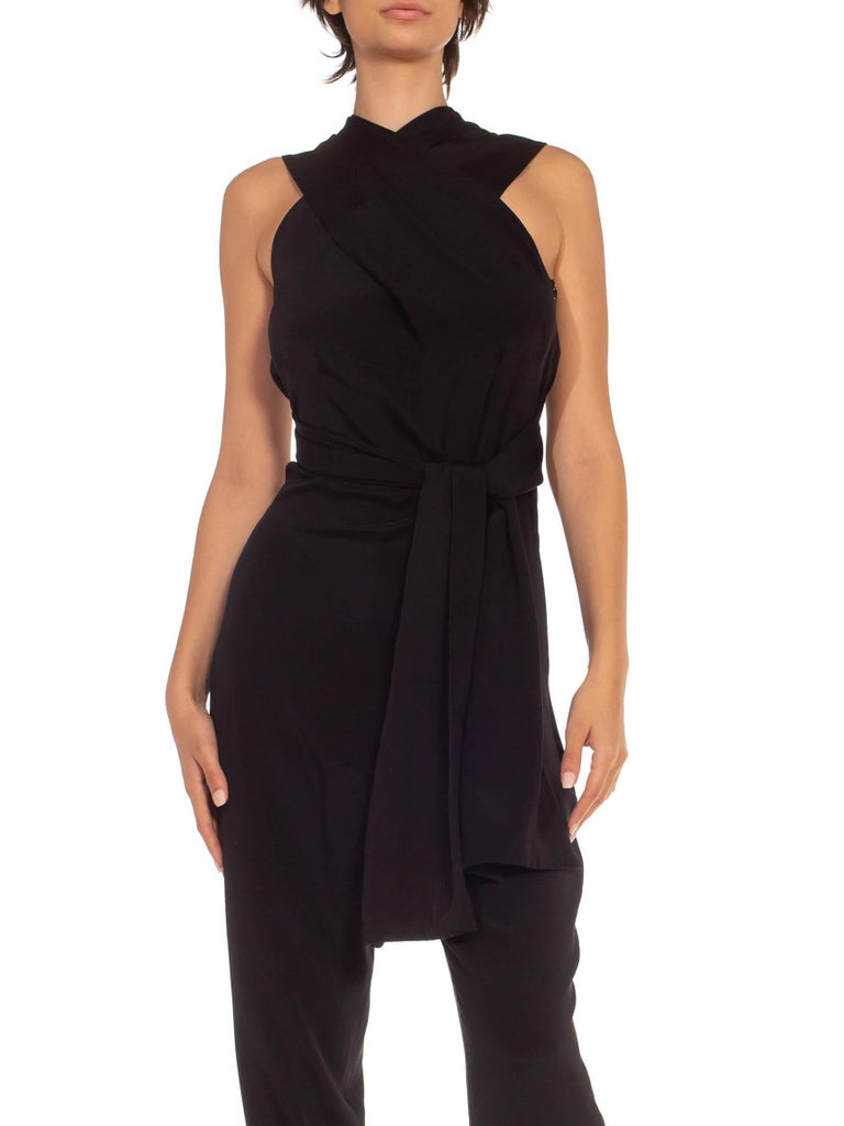 1980S Yohji Yamamoto Black Silk Sexy Backless Halter Jumpsuit For Sale ...