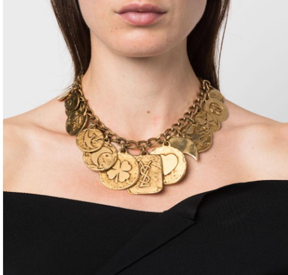 1980s YSL Yves Saint Laurent Charms Chunky Chain Necklace at 1stDibs ...