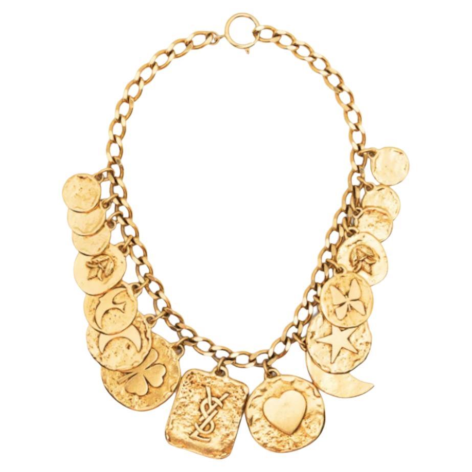 1980s YSL Yves Saint Laurent Charms Chunky Chain Necklace For Sale at ...