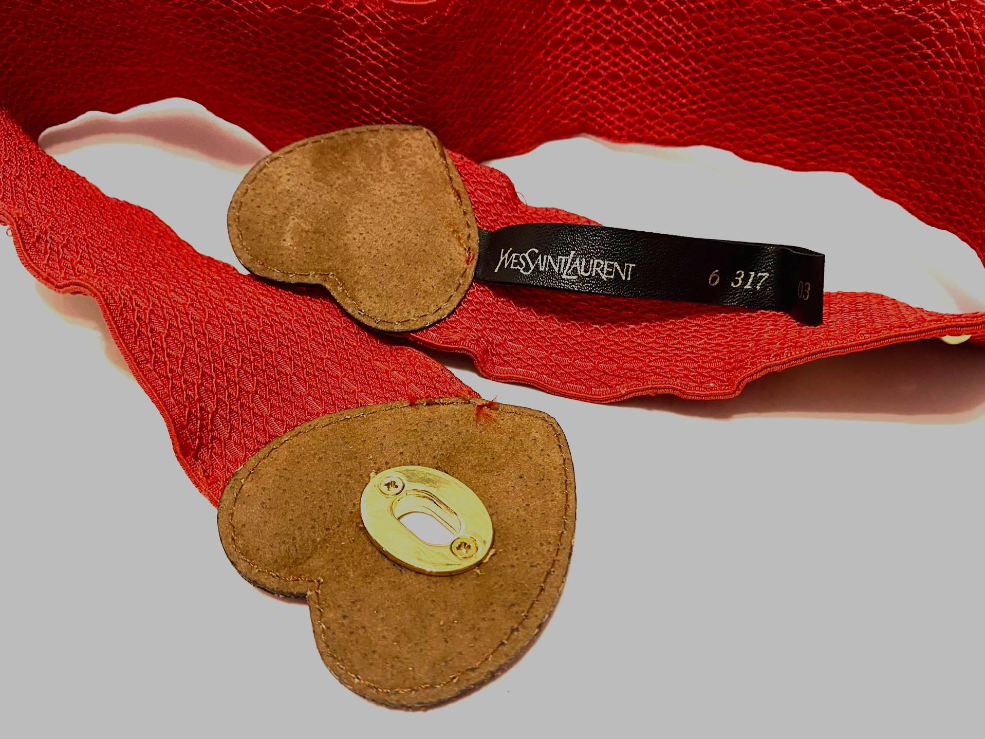 1980s Yves Saint Laurent Elasticated High Waist Red belt at 1stDibs