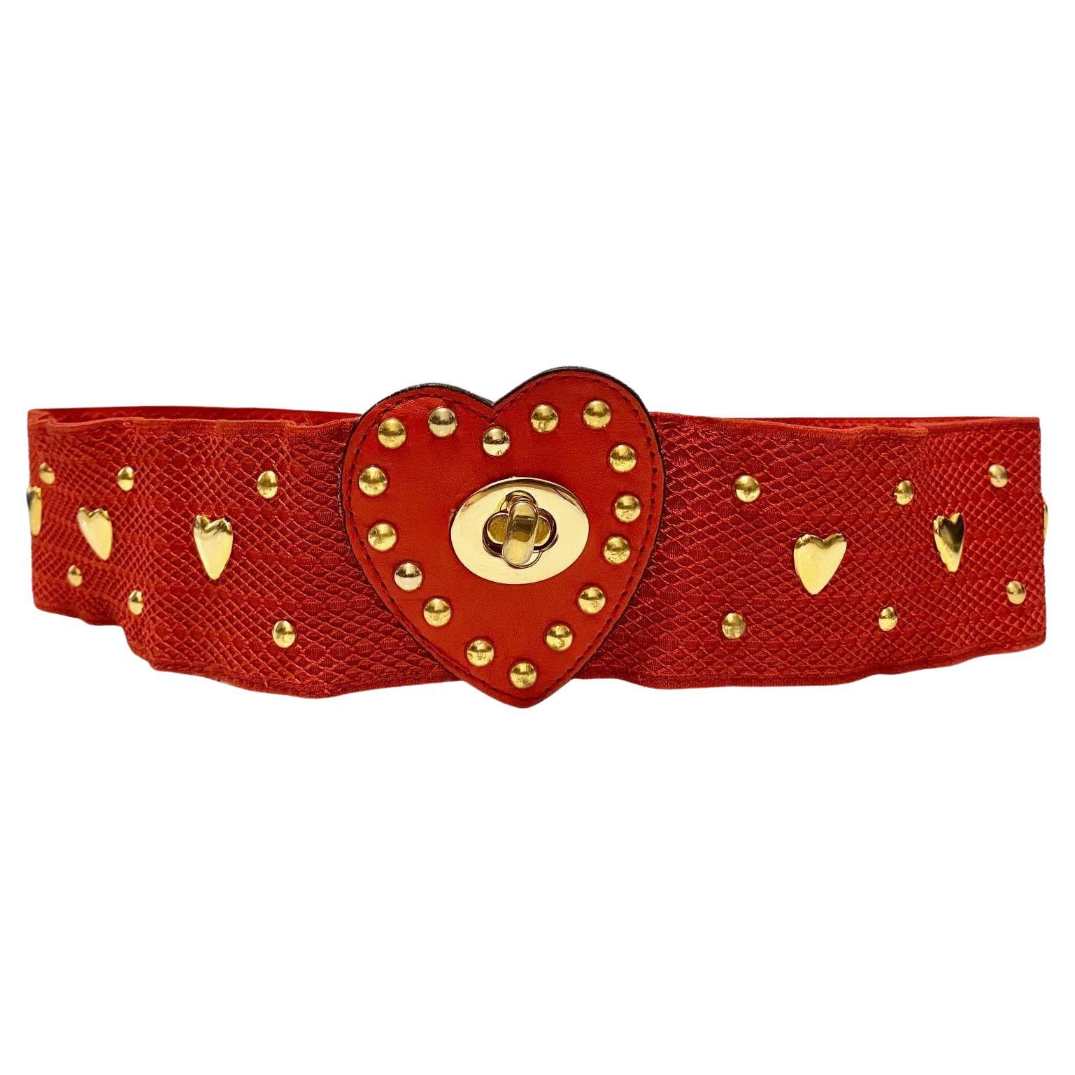 1980s Yves Saint Laurent Elasticated High Waist Red belt at 1stDibs