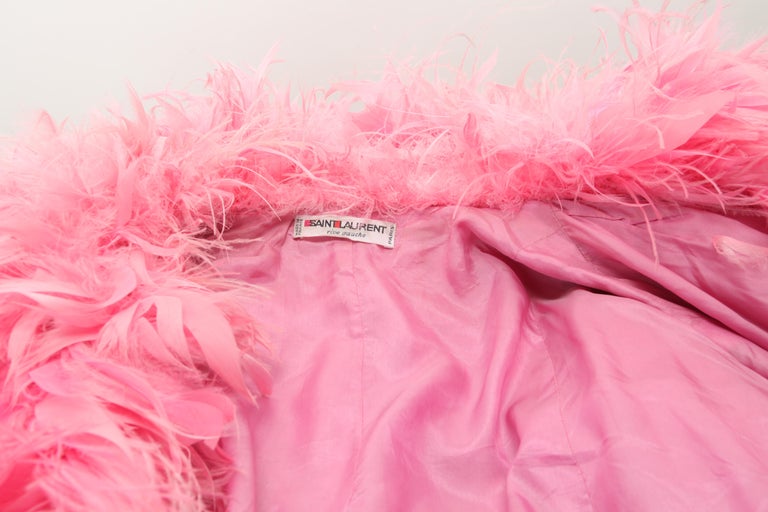 1980s Yves Saint Laurent Pink Feather Jacket at 1stDibs | pink feather ...