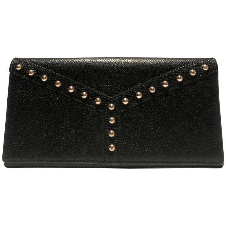 1980s Yves Saint Laurent Navy Blue Stud Wallet at 1stDibs