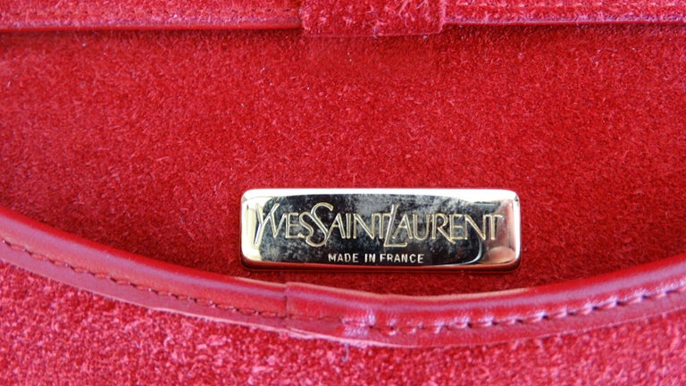 1980s Yves Saint Laurent "YSL" Red Suede Bag at 1stDibs
