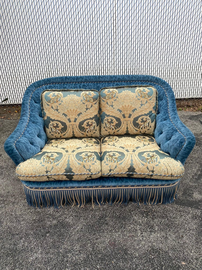 1980s Zanaboni Silk Velvet Leopard Tiger Sculptural Curved Sofa For ...