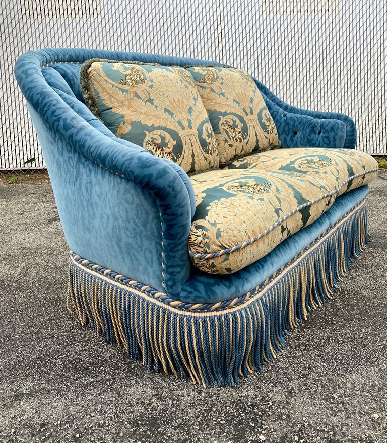 1980s Zanaboni Silk Velvet Leopard Tiger Sculptural Curved Sofa For ...