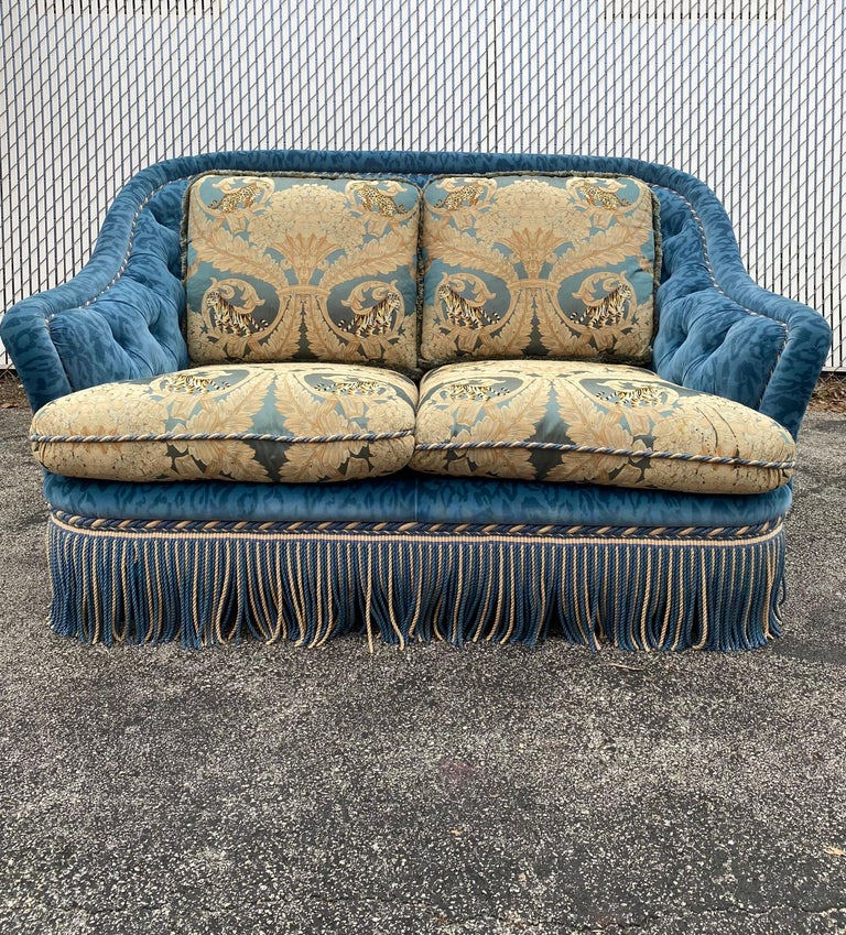 1980s Zanaboni Silk Velvet Leopard Tiger Sculptural Curved Sofa For ...