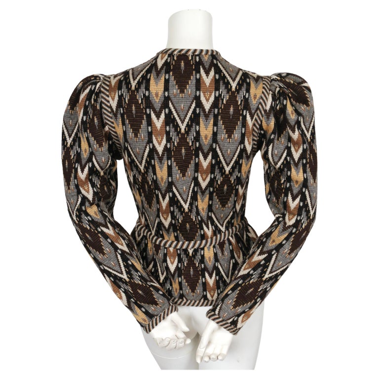 1979 YVES SAINT LAURENT Ikat cardigan sweater For Sale at 1stDibs