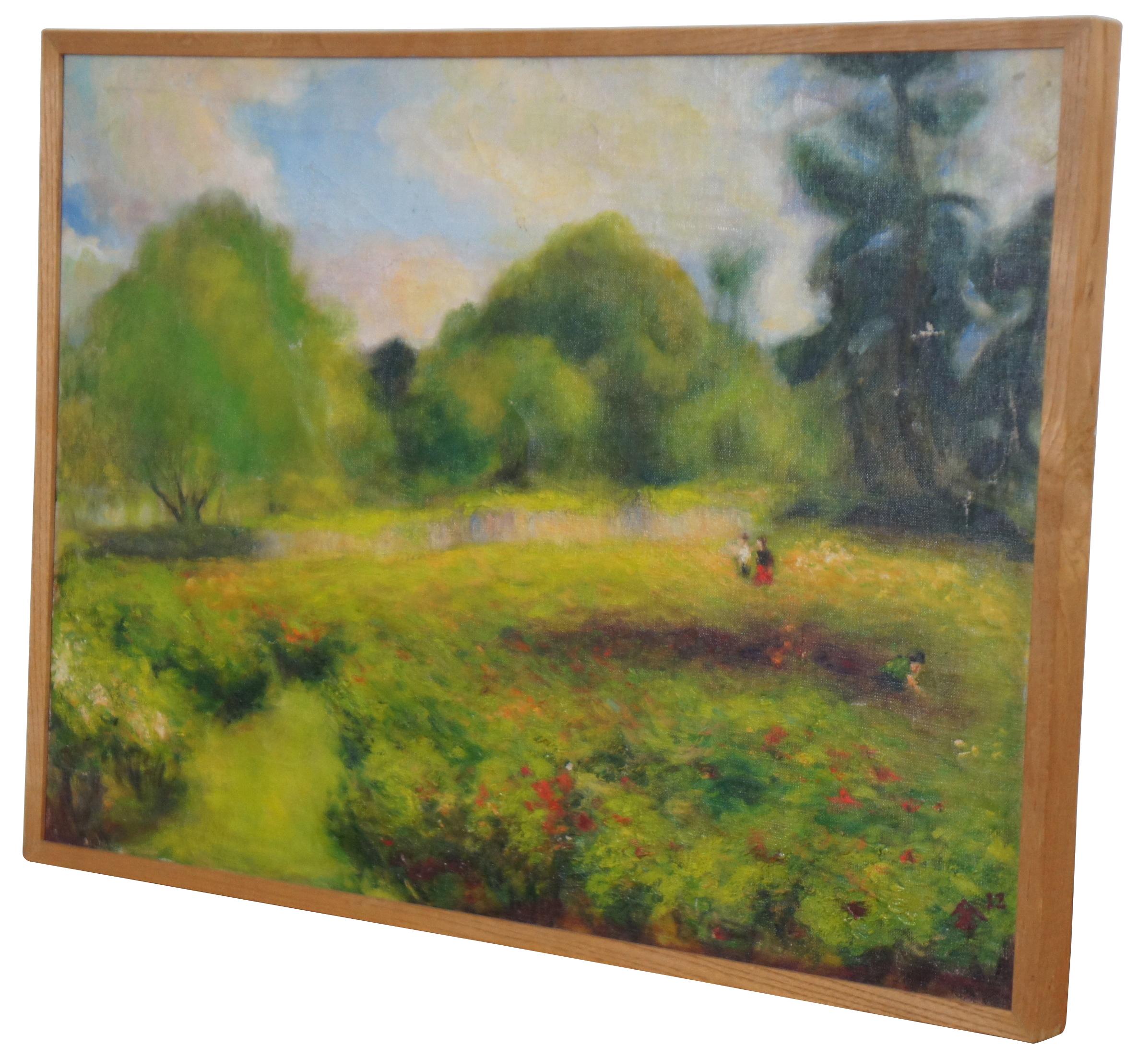 1982 Chun Hwa Hwang Impressionist Oil Landscape Painting on Canvas For ...