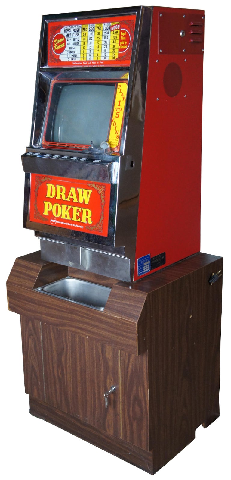 1982 IGT Draw Poker Coin Operated Slot Machine on Base at 1stDibs