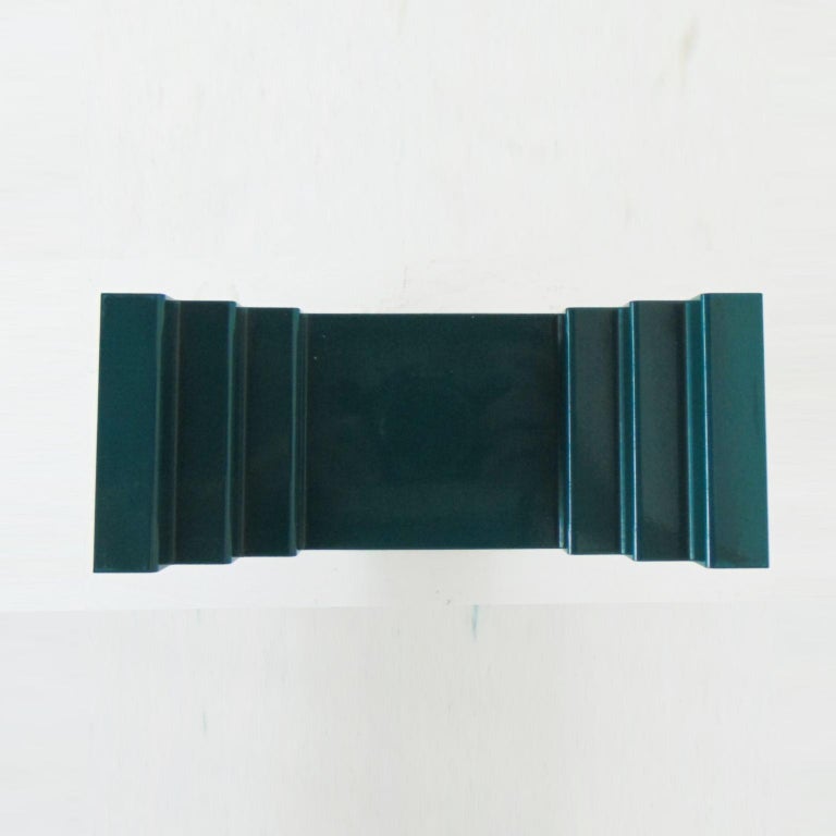 1983 G. Sowden Oppenheimer Table Clock Orange Green Enameled Steel ...