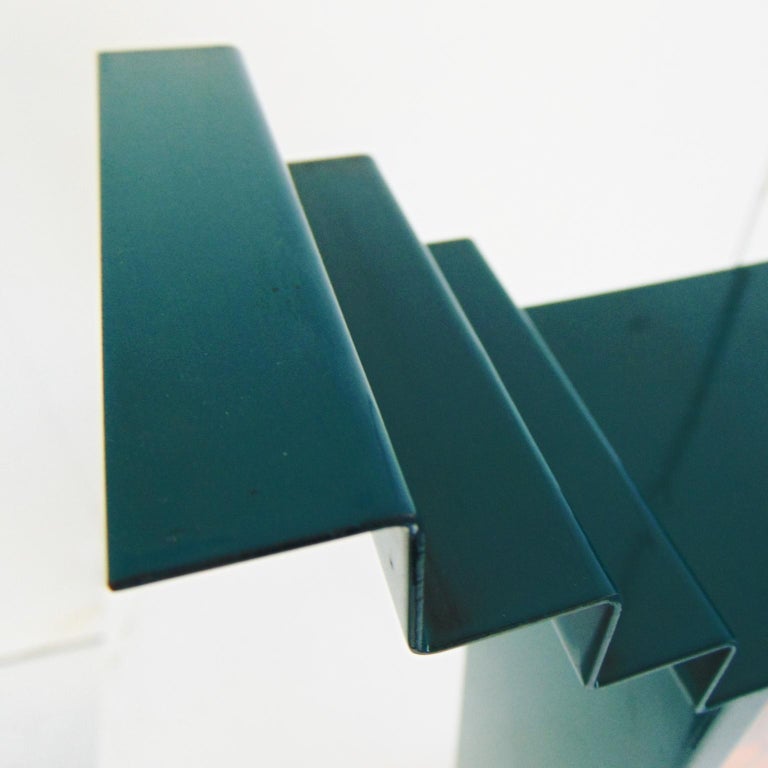 1983 G. Sowden Oppenheimer Table Clock Orange Green Enameled Steel ...