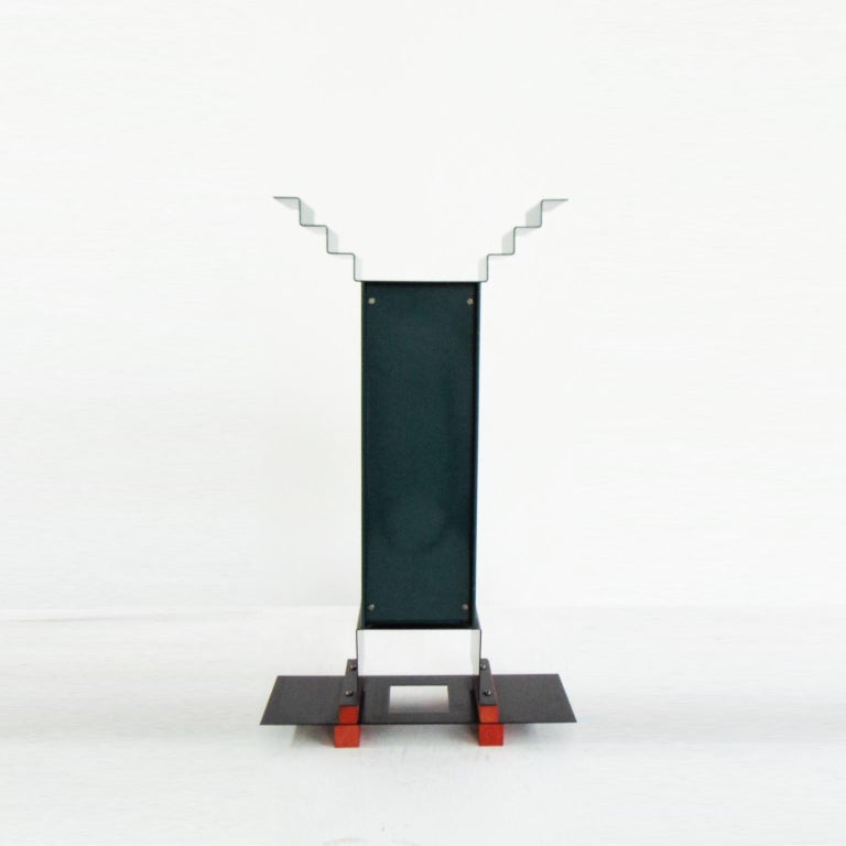 1983 G. Sowden Oppenheimer Table Clock Orange Green Enameled Steel ...