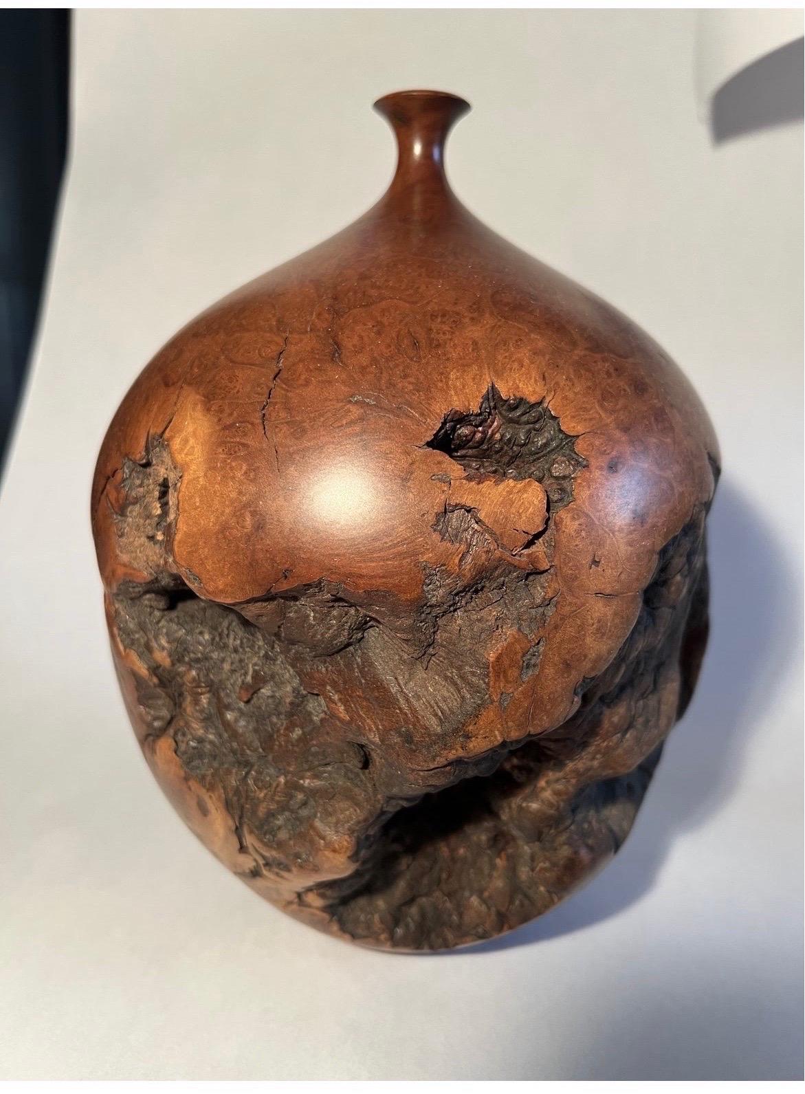 1983 Hap Sakwa Burlwood Carved and Turned Wood Vase at 1stDibs