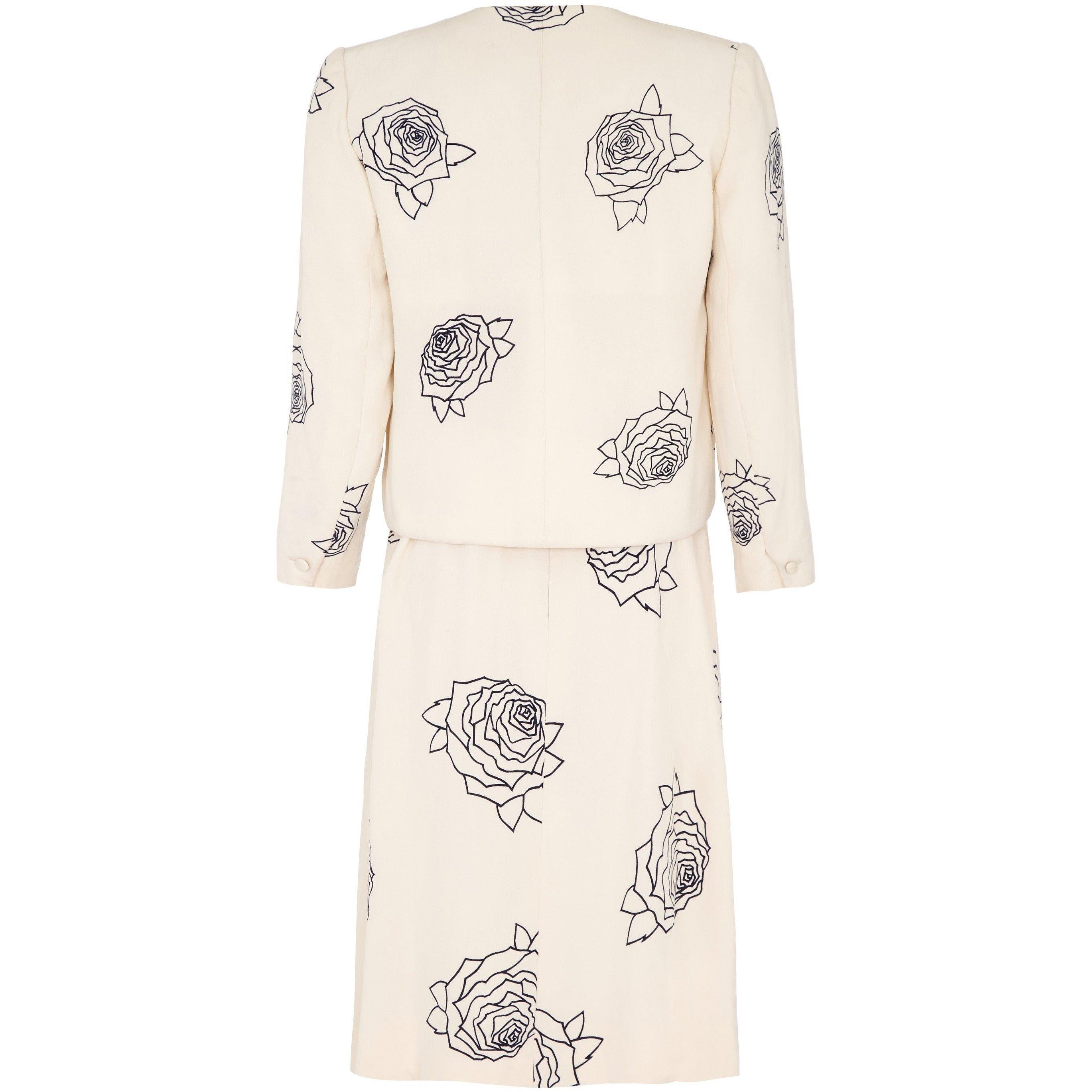 1984 Christian Dior Haute Couture Rose Print Dress Suit at 1stDibs ...