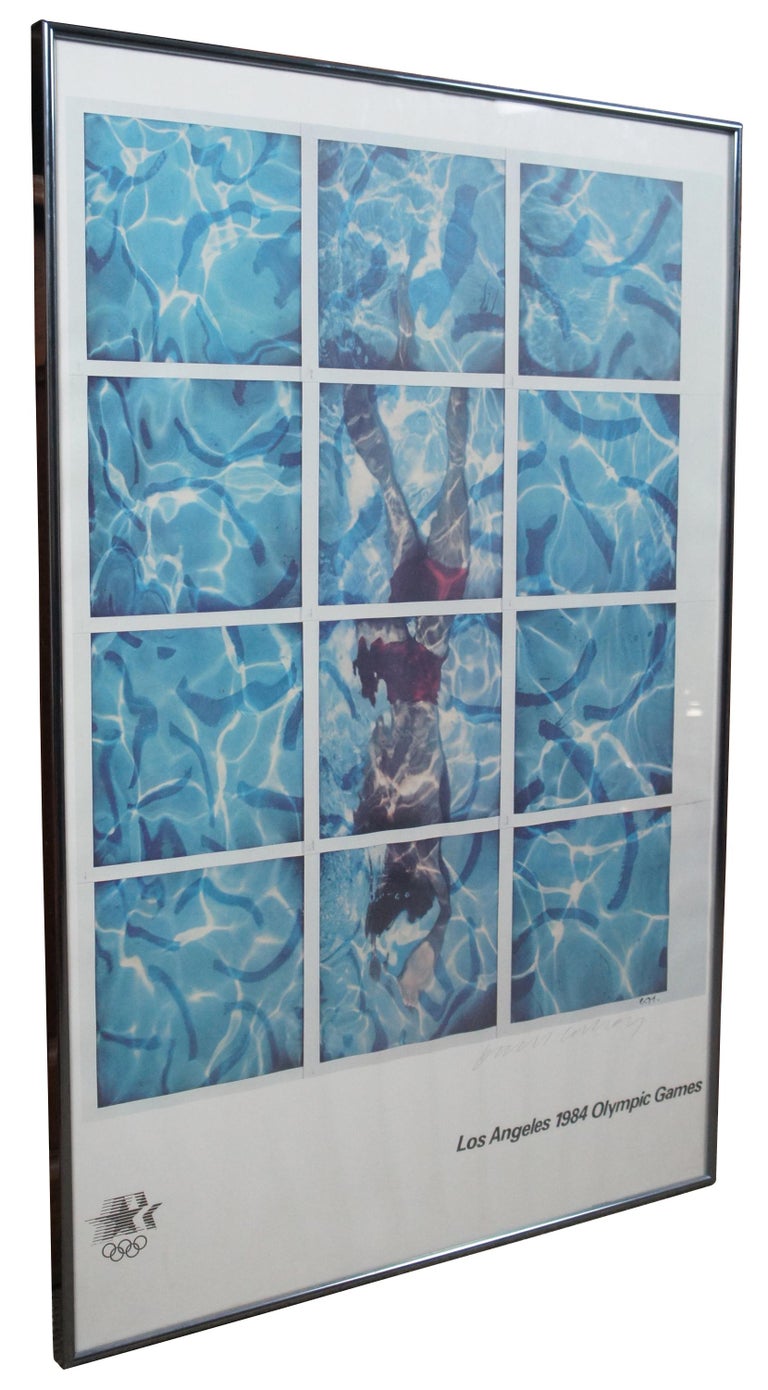 1984 David Hockney Signed Los Angeles Olympic Game Poster Swimming Pool Polaroid at 1stDibs