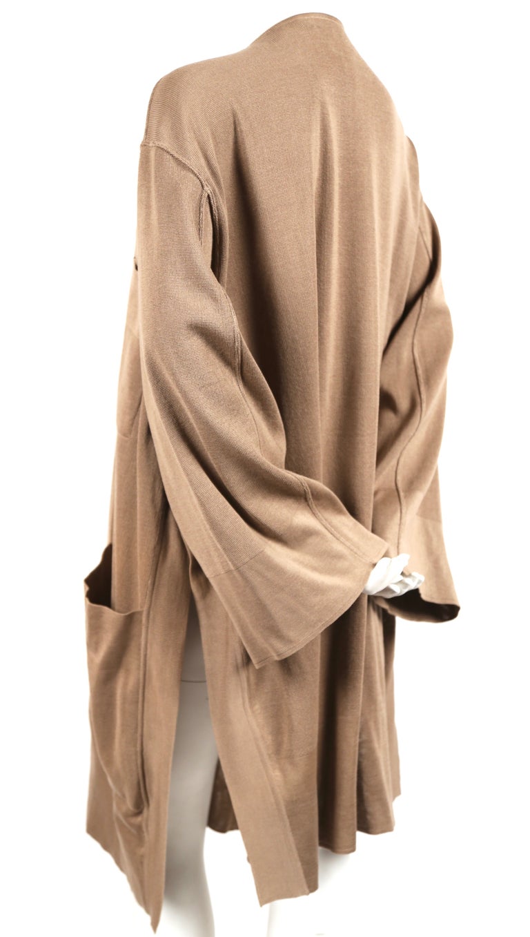 1985 AZZEDINE ALAIA oversized tan cardigan sweater coat with pockets ...