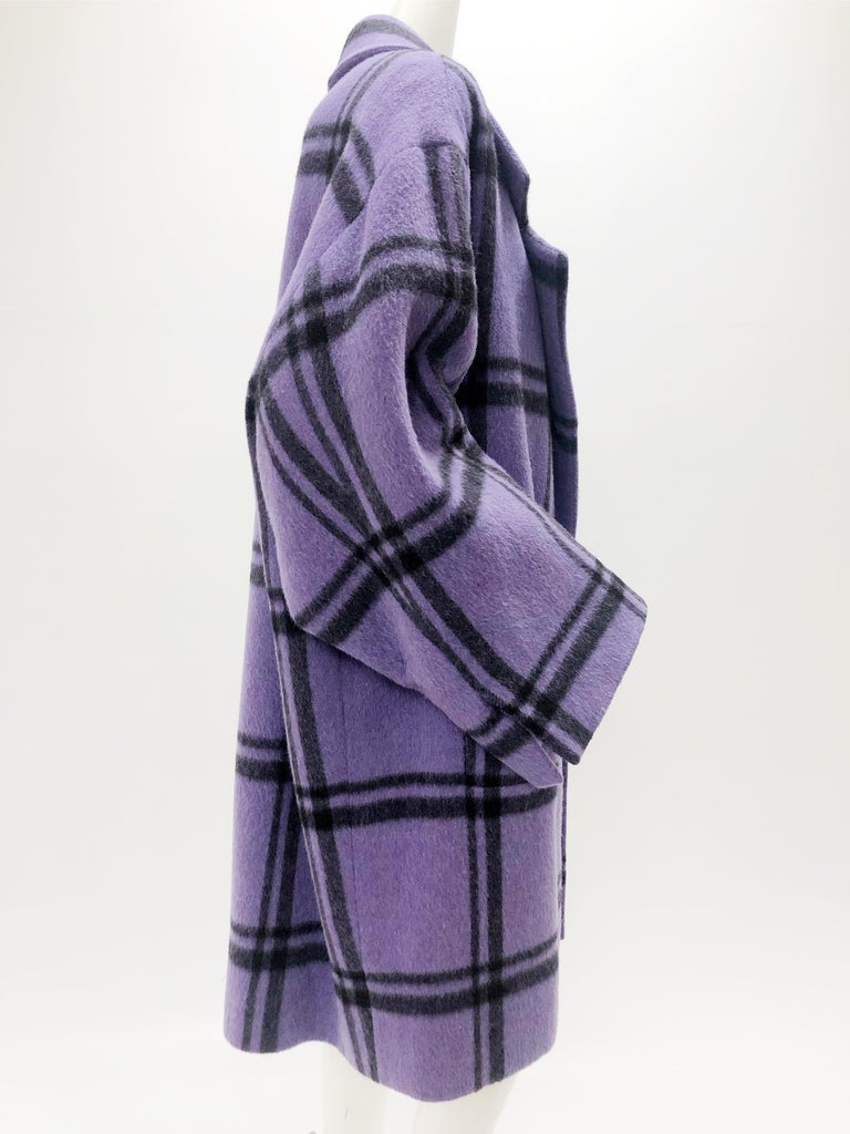 1985 Christian Dior Couture Mohair Purple and Black Window Pane Coat ...