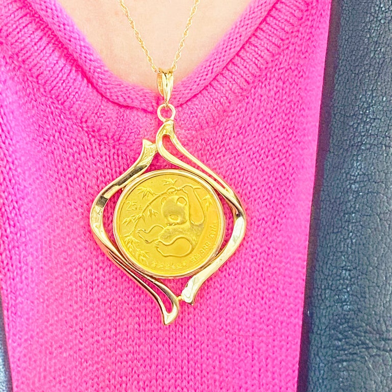 1985 Panda Coin Gold Pendant, 24 Karat Gold Panda Coin, 1/4th oz Gold ...