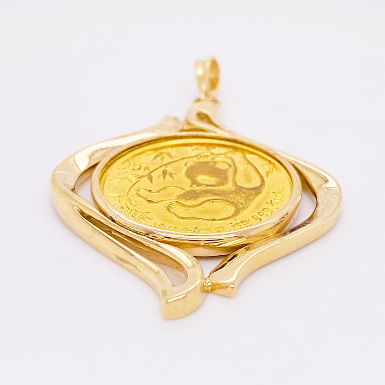 1985 Panda Coin Gold Pendant, 24 Karat Gold Panda Coin, 1/4th oz Gold ...