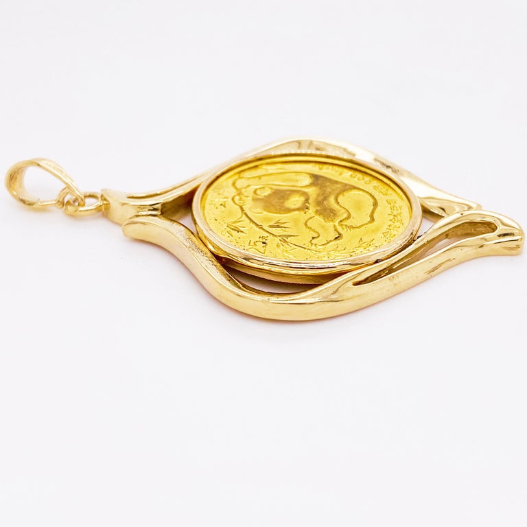 1985 Panda Coin Gold Pendant, 24 Karat Gold Panda Coin, 1/4th oz Gold ...