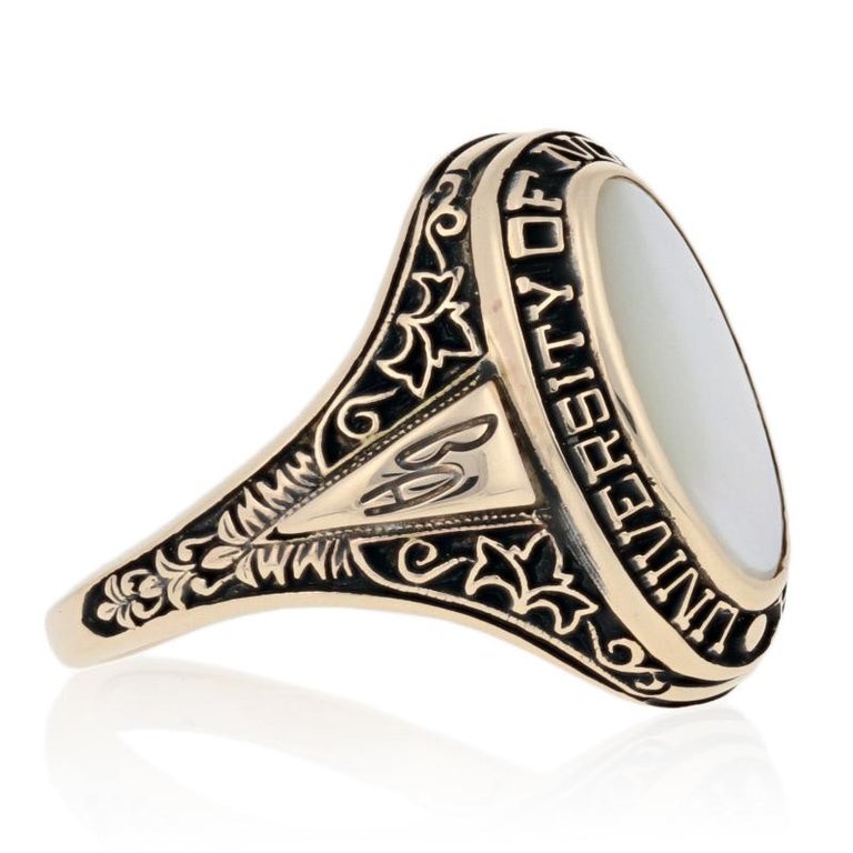 1985 University of North Carolina Class Ring, 10k Gold Mother of Pearl ...