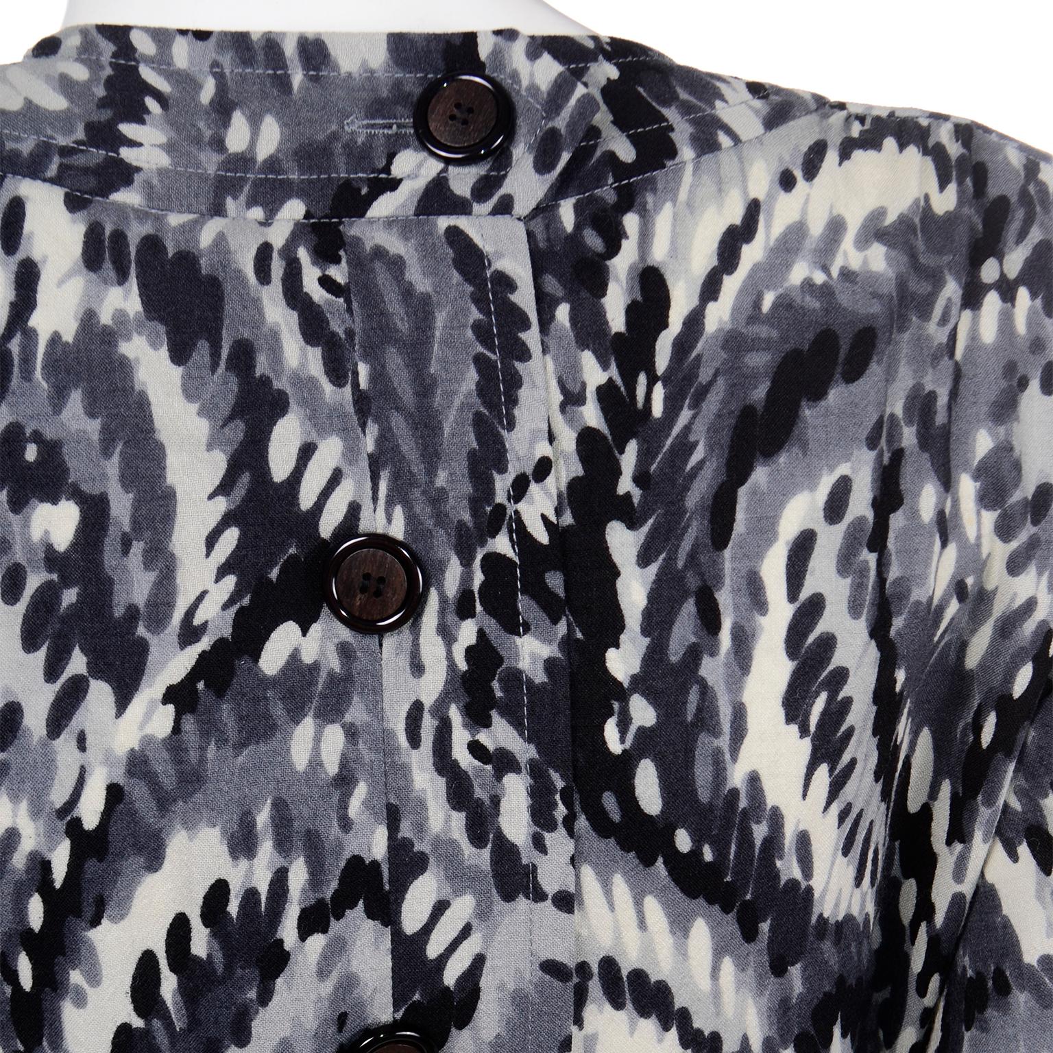 1985 Yves Saint Laurent Grey Abstract Print Runway Documented Vintage ...