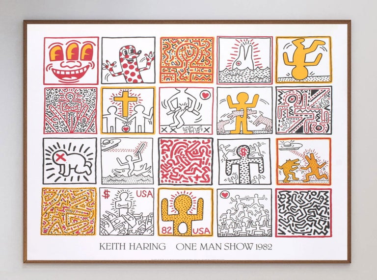 1986 Keith Haring, One Man Show Original Vintage Poster For Sale at 1stDibs