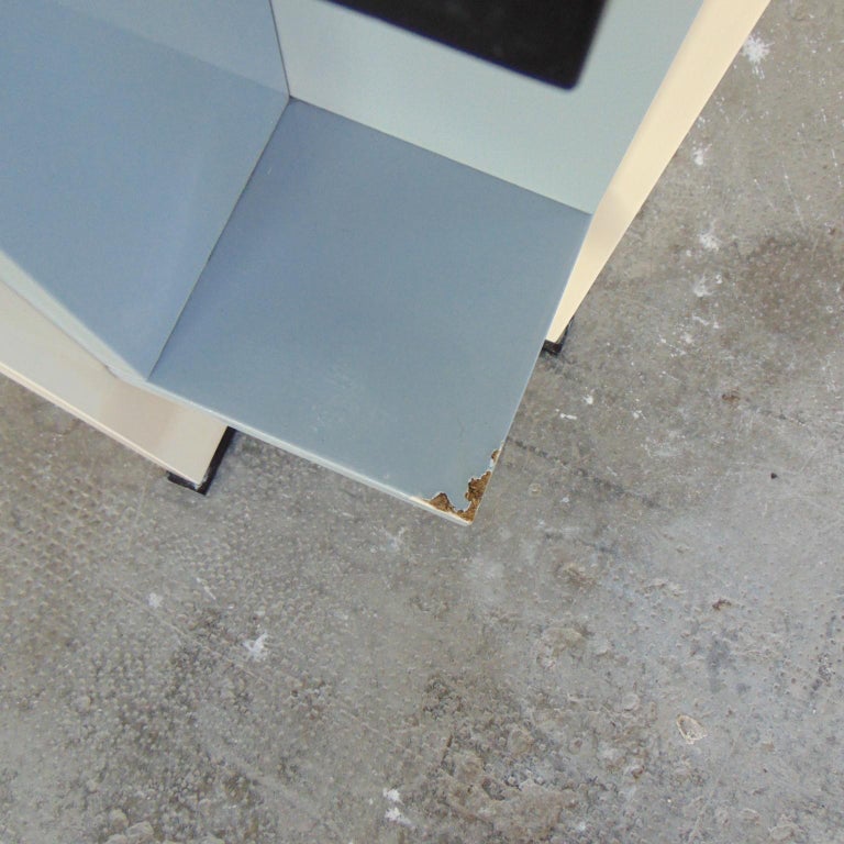 1986 Memphis Style Game and Dining Tables Glossy Black Gray Cream ...