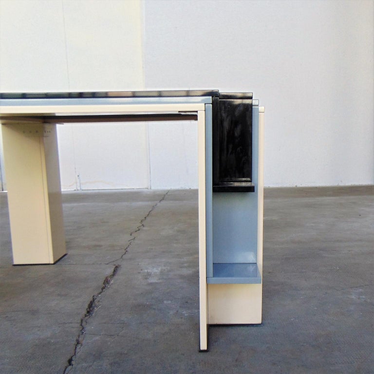 1986 Memphis Style Game and Dining Tables Glossy Black Gray Cream ...