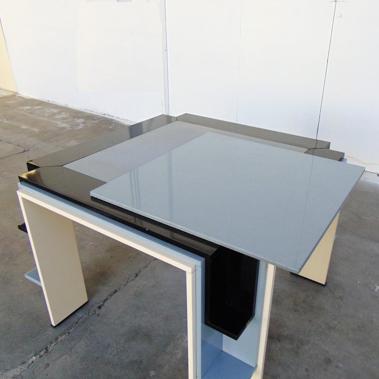 1986 Memphis Style Game and Dining Tables Glossy Black Gray Cream ...