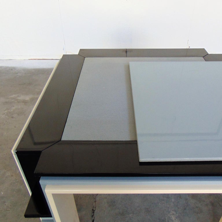 1986 Memphis Style Game and Dining Tables Glossy Black Gray Cream ...
