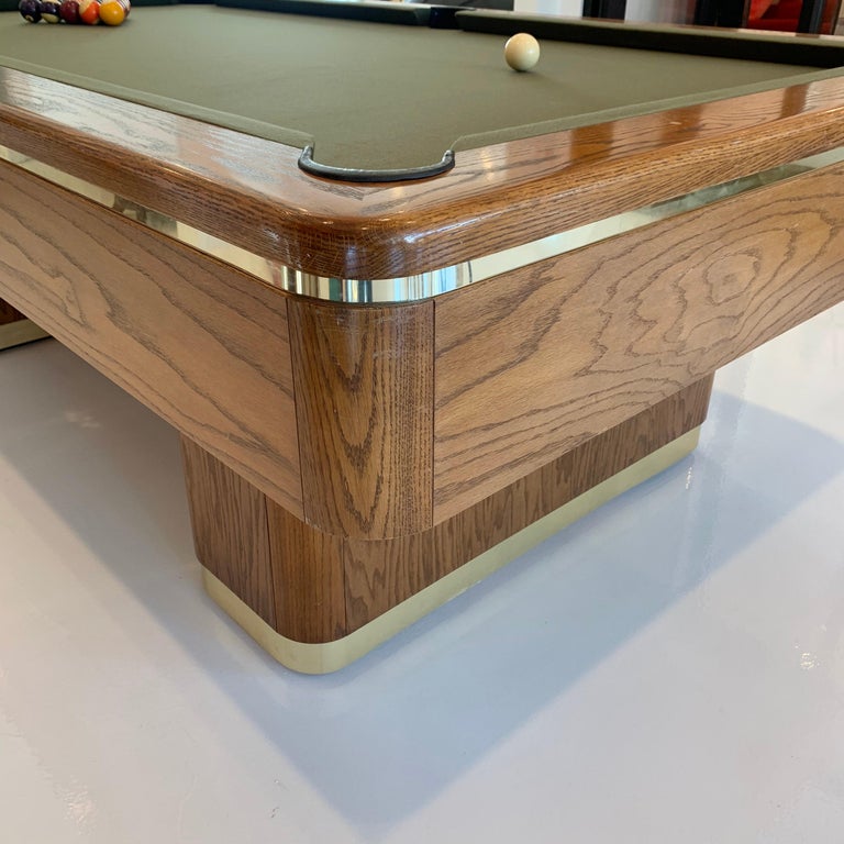 1986 Oak and Brass Pool Table at 1stDibs | pool table los angeles