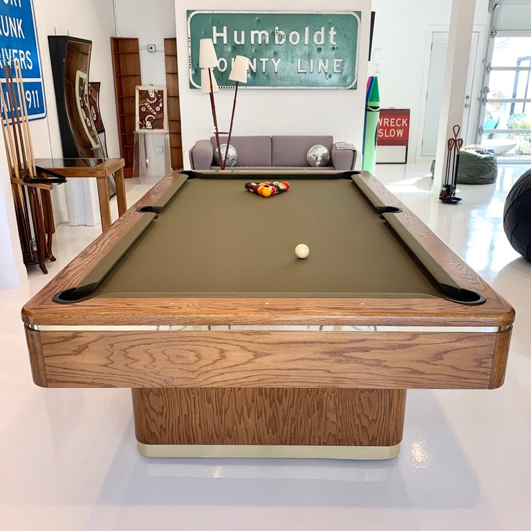 1986 Oak and Brass Pool Table at 1stDibs | pool table los angeles