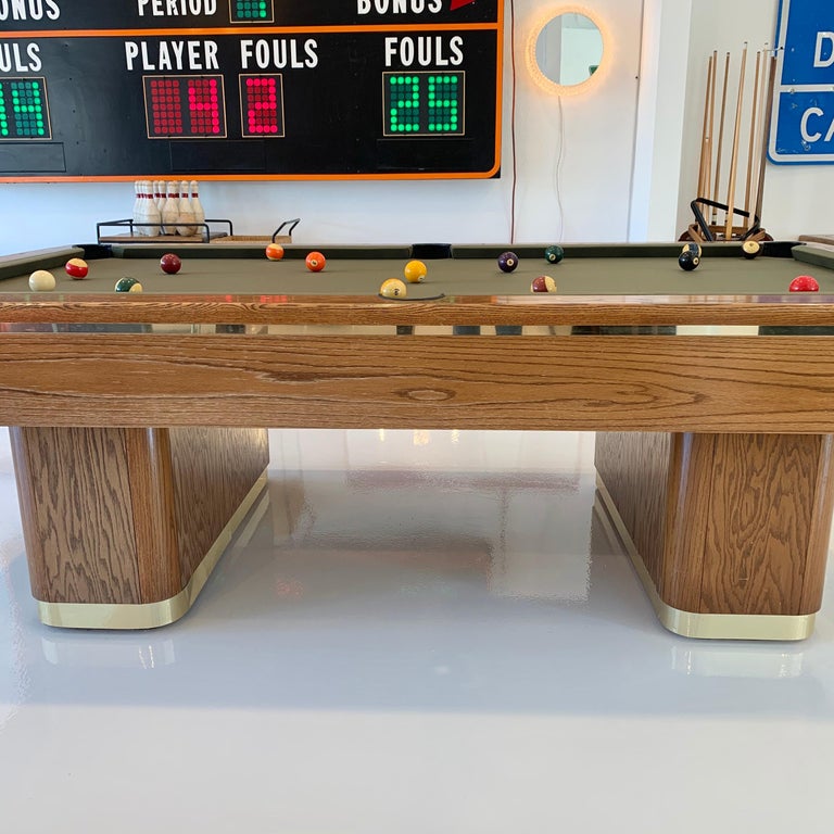 1986 Oak and Brass Pool Table at 1stDibs | pool table los angeles
