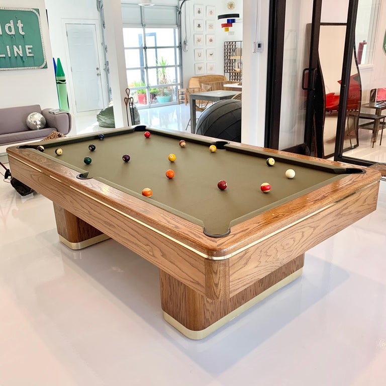 1986 Oak and Brass Pool Table at 1stDibs | pool table los angeles