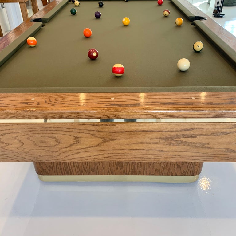 1986 Oak and Brass Pool Table at 1stDibs | pool table los angeles