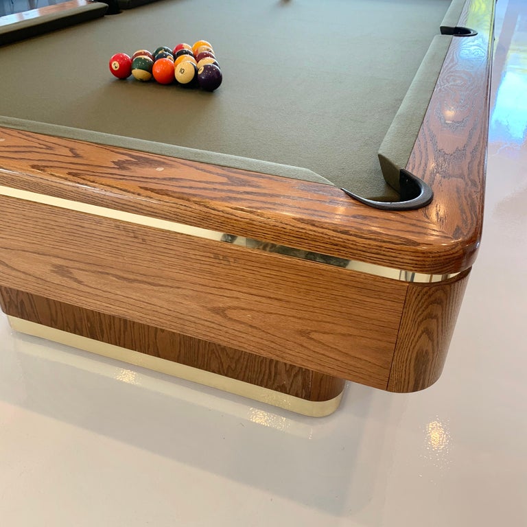 1986 Oak and Brass Pool Table at 1stDibs | pool table los angeles