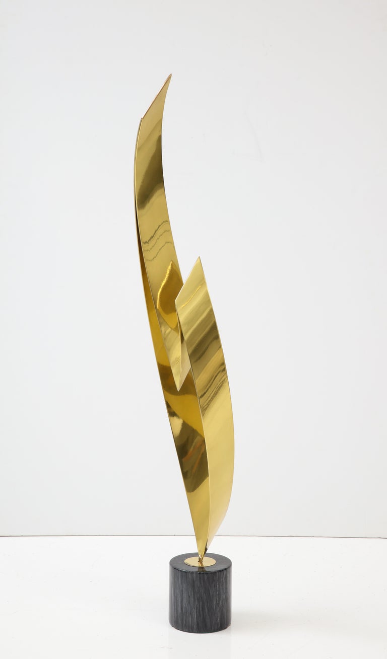1987 Curtis Jeré "Eternal Flame" Brass Floor Sculpture For Sale at 1stDibs