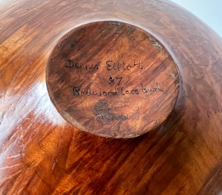 1987 Dennis Elliott Redwood Lace Burl Hand Turned Vase at 1stDibs
