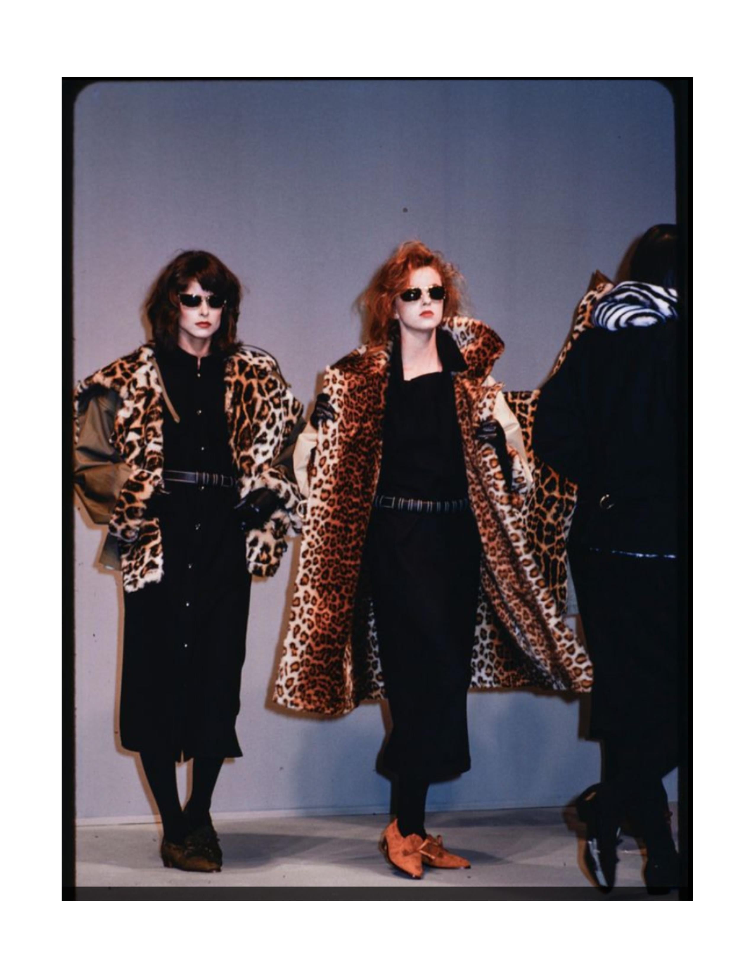 1987 Jean-Charles de Castelbajac plaid and leopard reversible RUNWAY ...