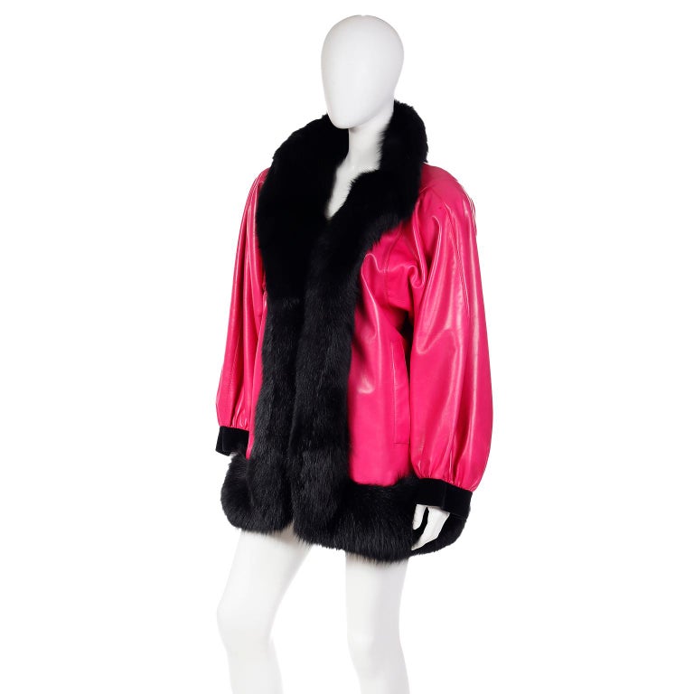 1987 Yves Saint Laurent Runway Haute Couture Pink Leather Jacket w ...