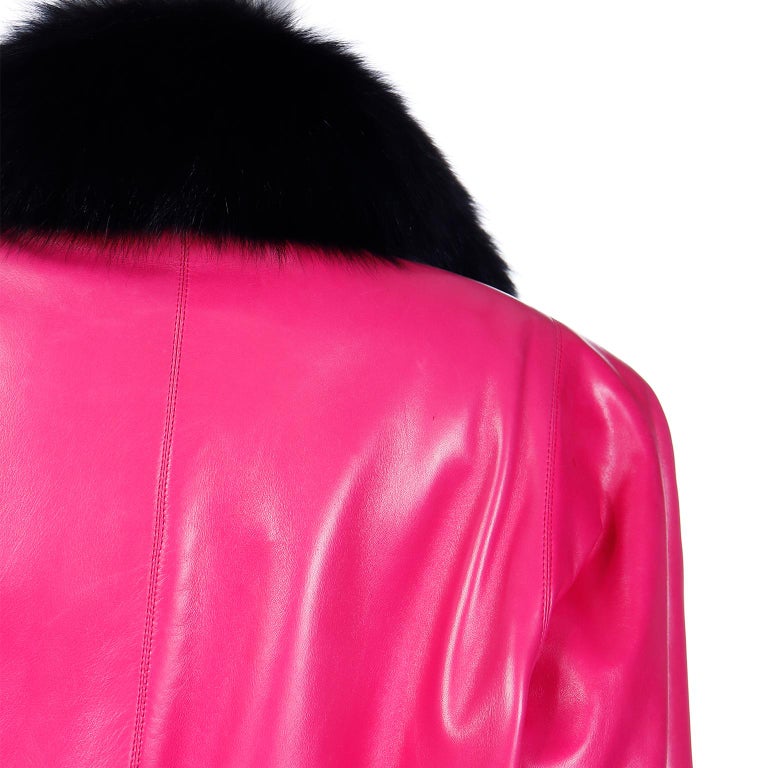 1987 Yves Saint Laurent Runway Haute Couture Pink Leather Jacket w ...