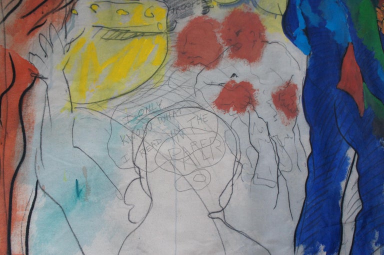 1988 David Devaul Mixed Media Street Fight in Sparta Gunfire Mural Art ...