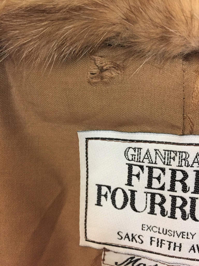 1988 Giafranco Ferre Natural Russian Golden Sable Swing Hooded Fur Coat ...