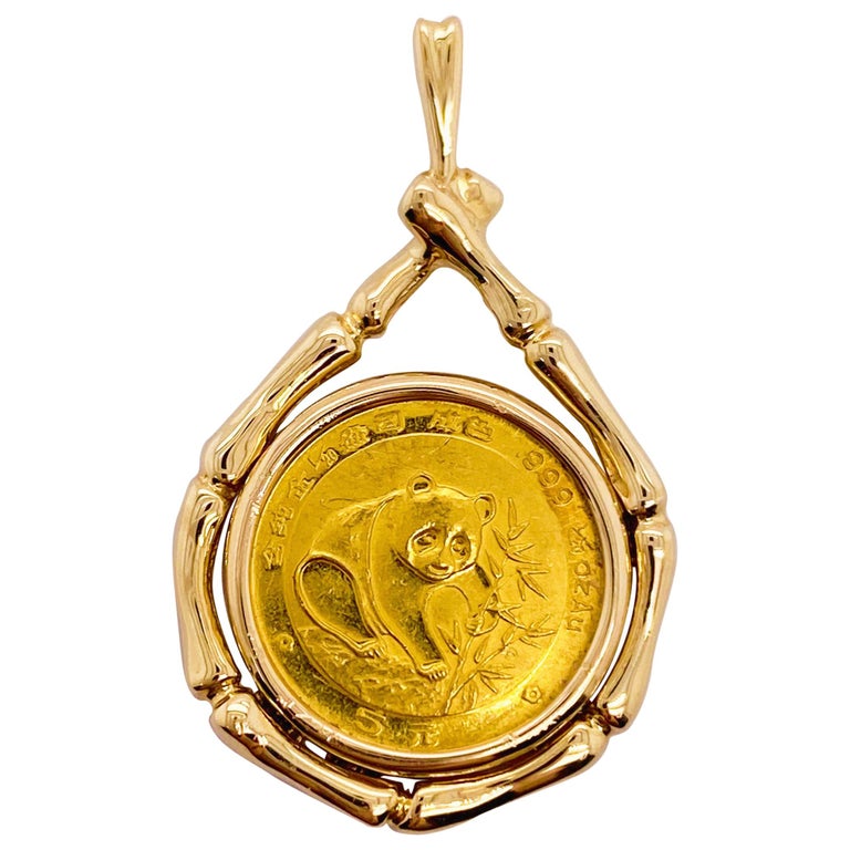 1988 Panda Coin Gold Pendant 24 Karat Gold Panda Coin, 1/20th oz Gold ...