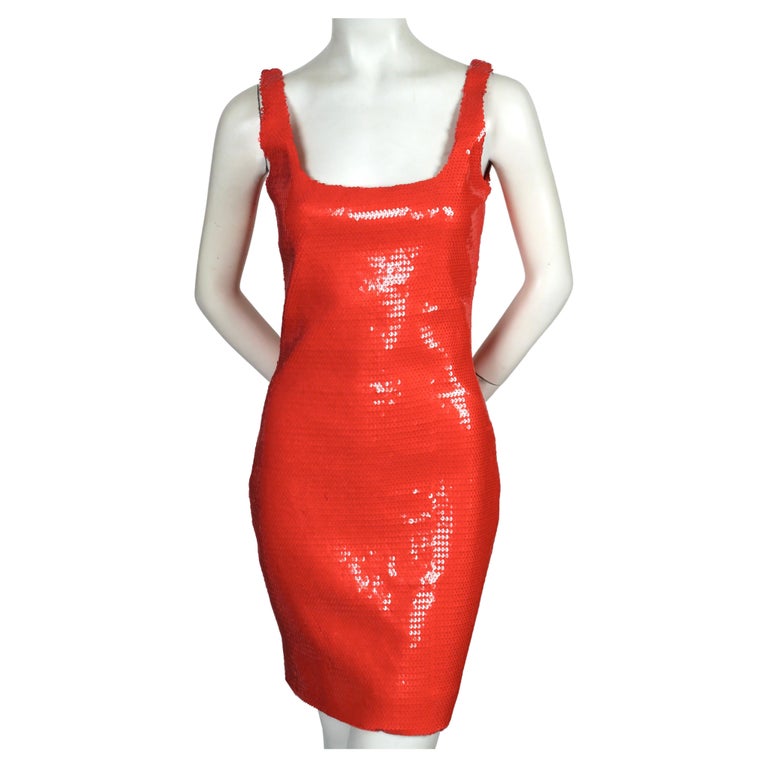 1988 STEPHEN SPROUSE red sequined dress For Sale at 1stDibs